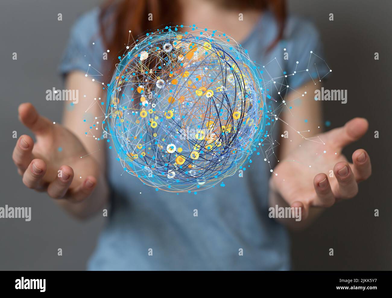 A 3D illustration of the global neural network in the hands- cells ...