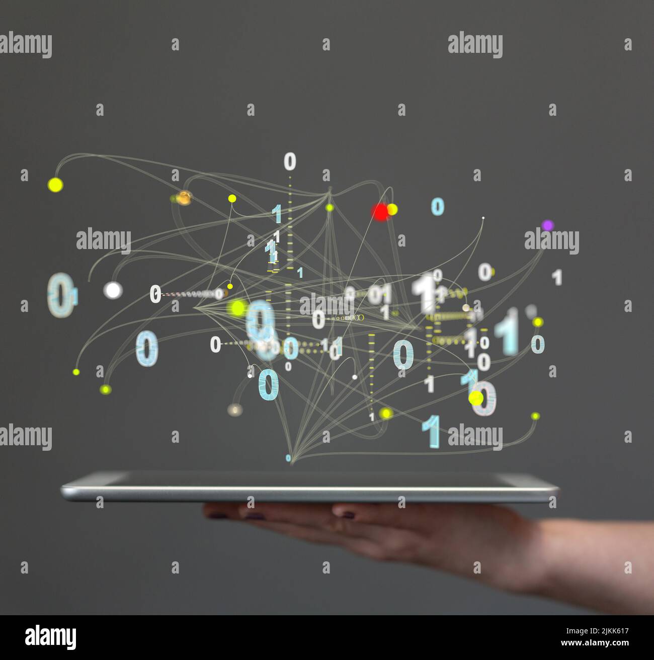 A digital illustration of the binary code on the tablet - big data ...