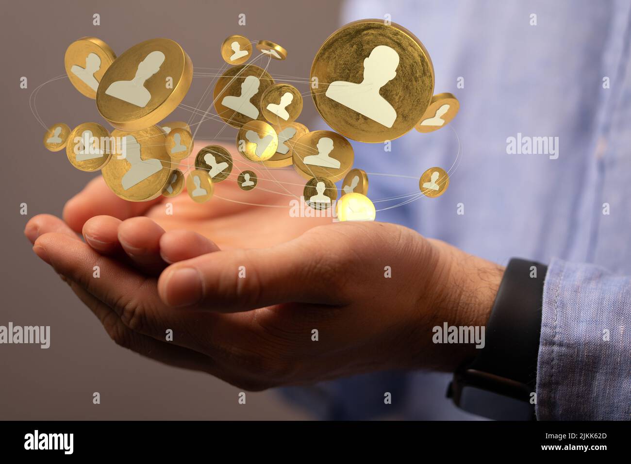 A 3D illustration of human signs in the hands- the concept of digital ...