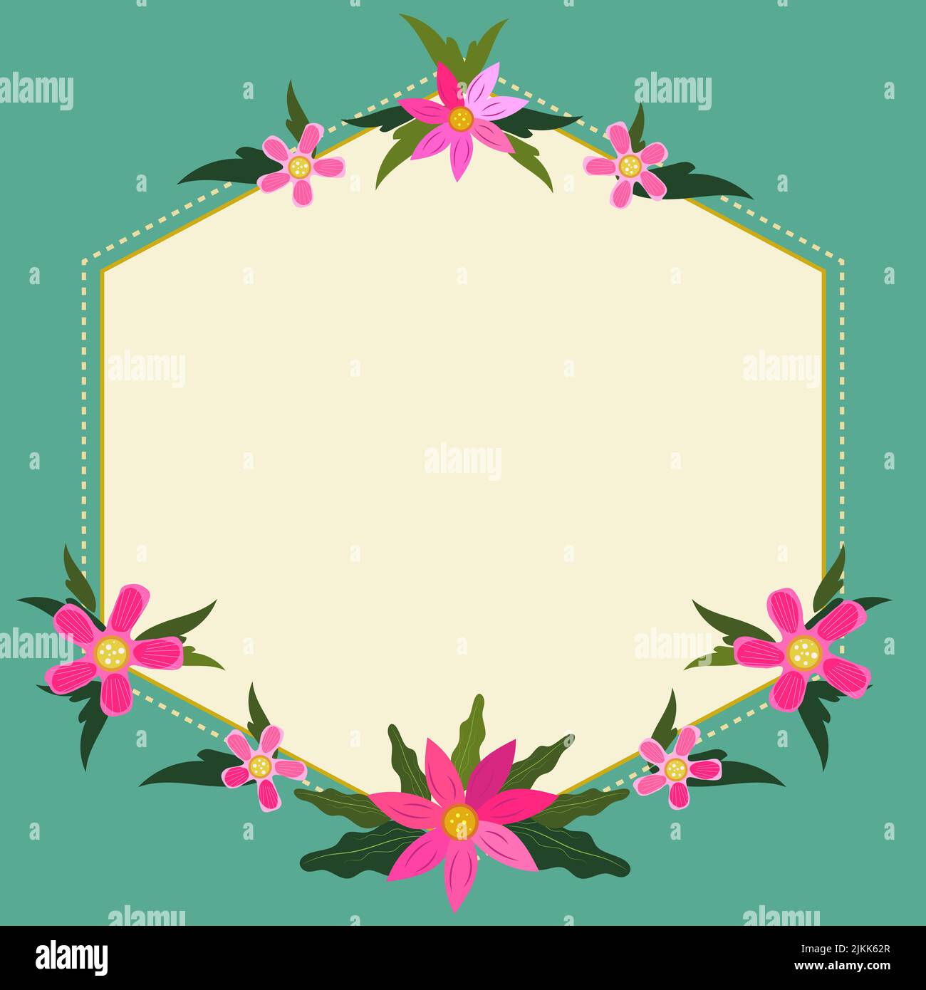 Frame With Leaves And Flowers Around And Important Announcements Inside ...