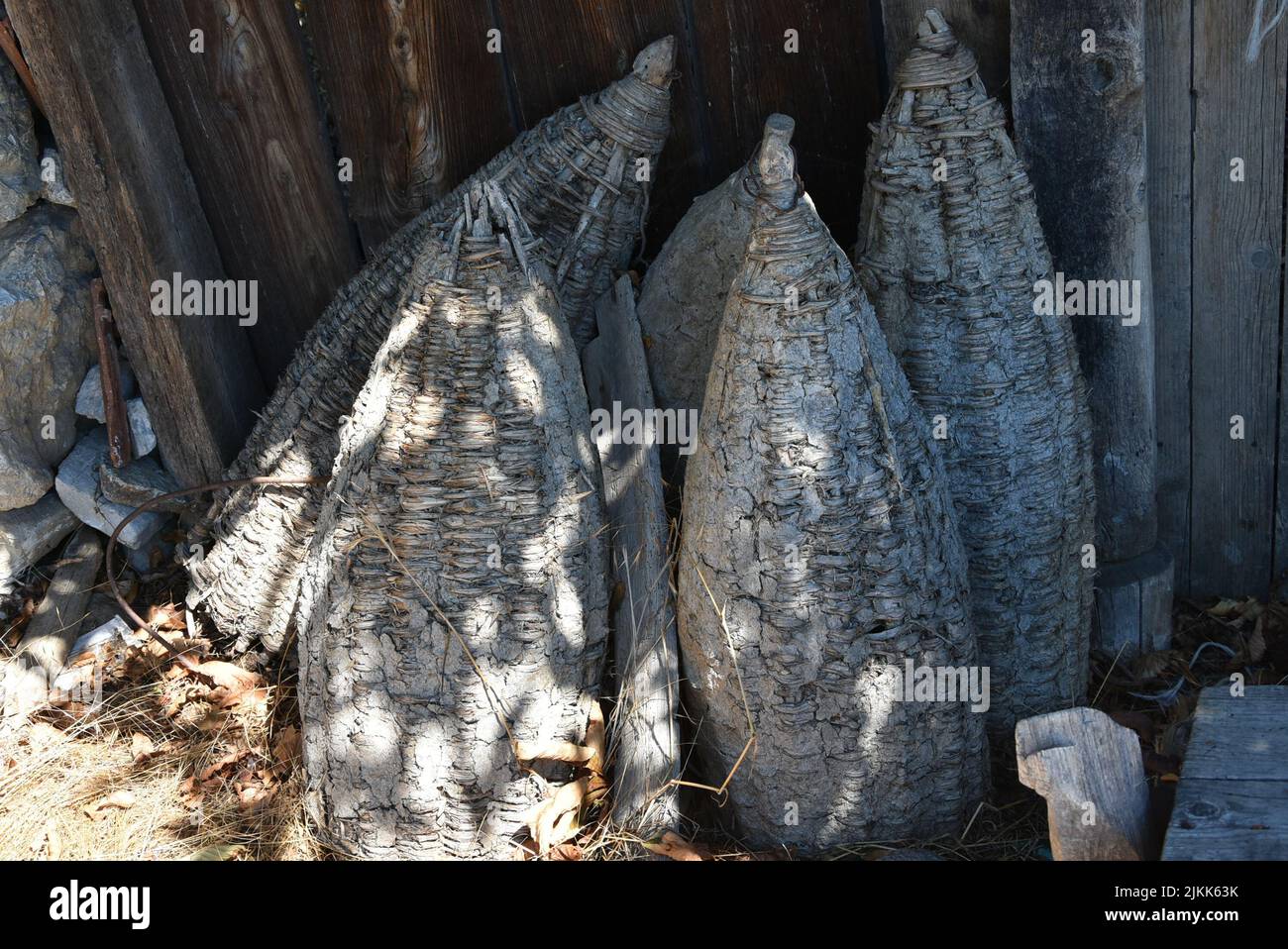Ancient traditional bee hives in rural part of country Stock Photo - Alamy