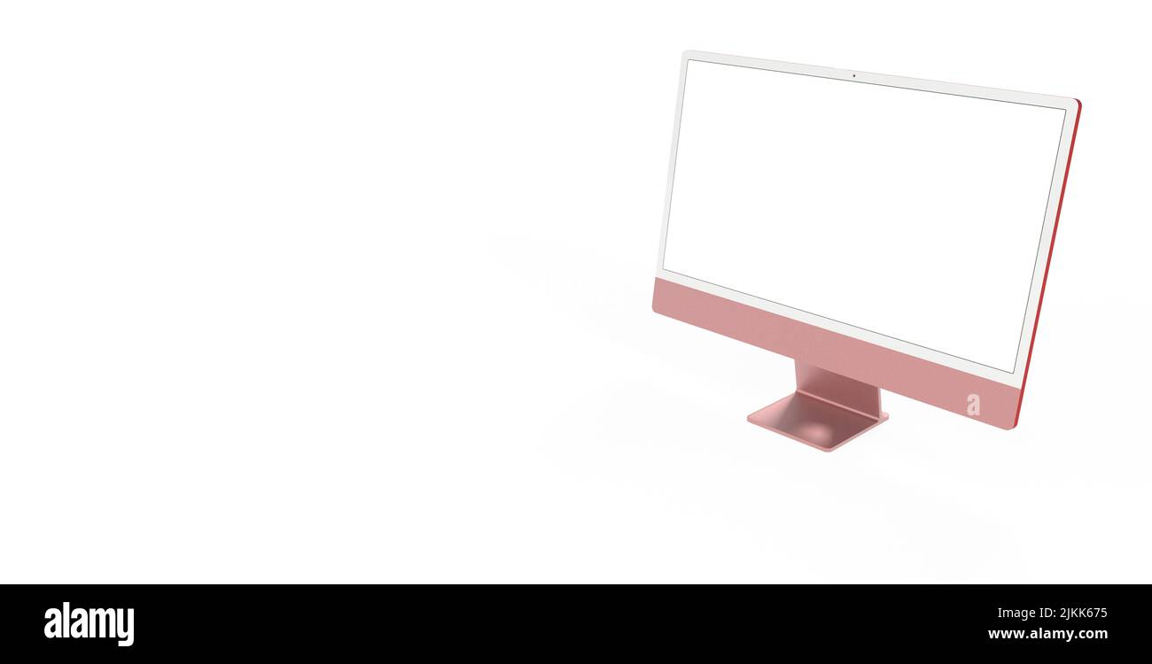 A 3d render of a modern rose gold pc screen isolated on a white ...