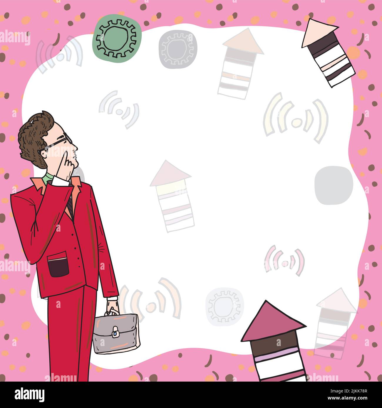 Professor In Suit Presenting Important Messages. Teacher With Glasses ...