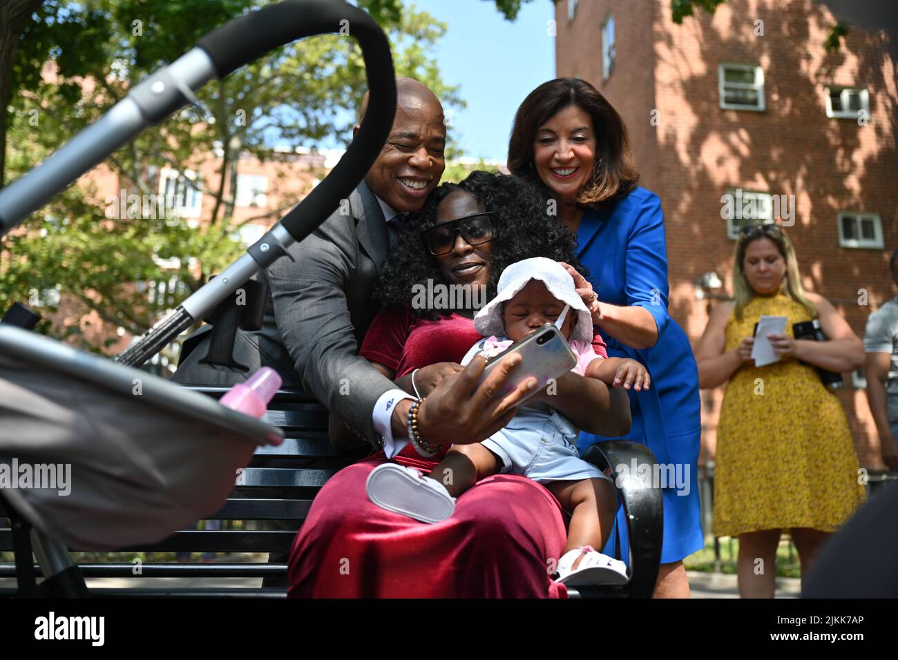 Mayor Eric Adams and Governor Kathy Hochul make a housing and clean energy announcement at the ...