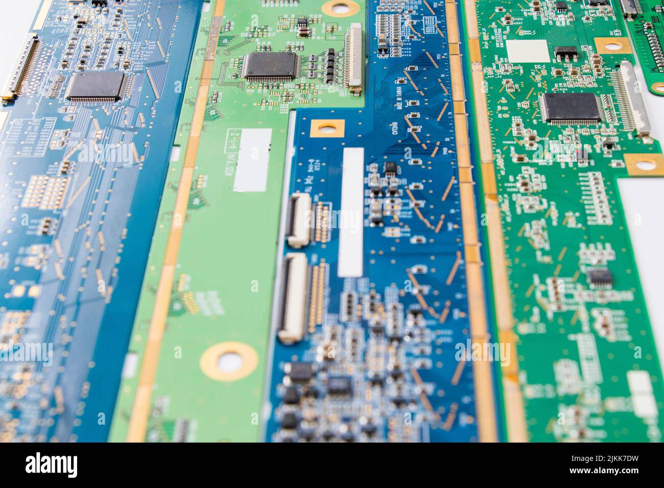 Electronic motherboard, isometric processor microchip on the white ...