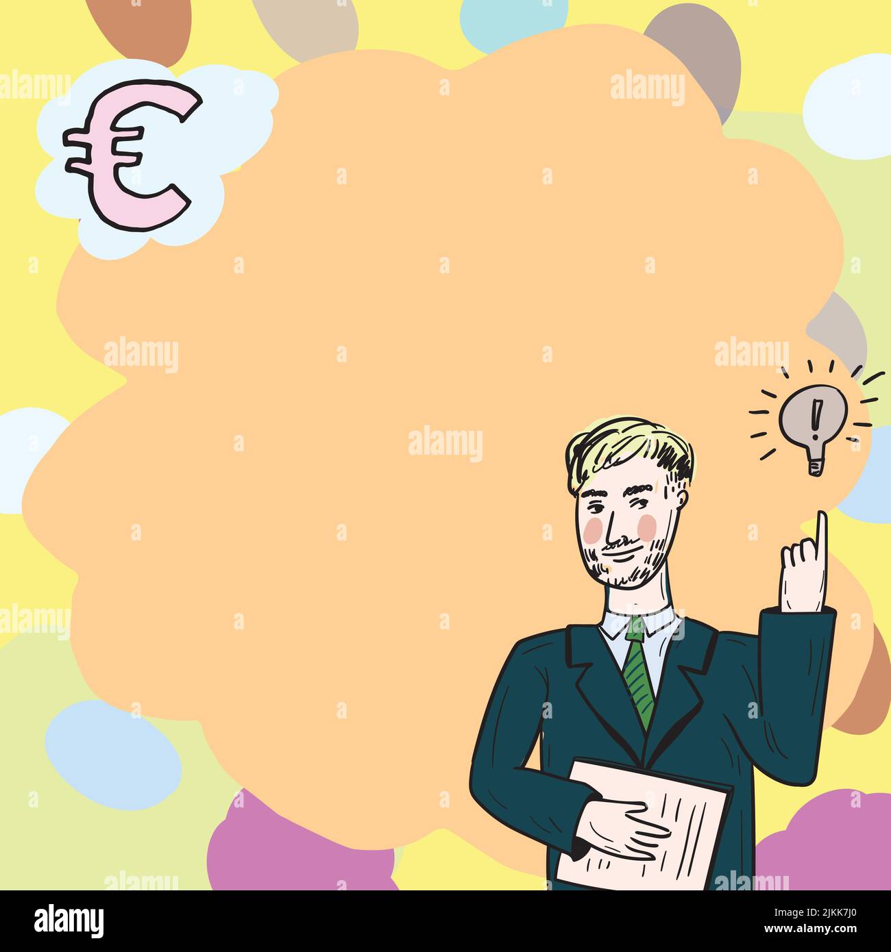 Businessman Thinking Important Informations With Euro Sign And ...