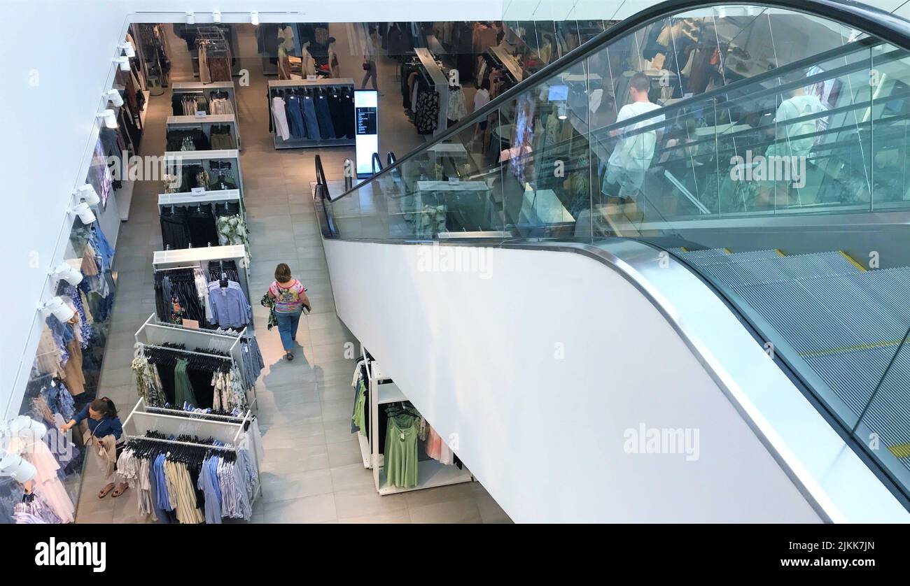 Moscow, Russia, June 2019: View from the second floor to the first ...