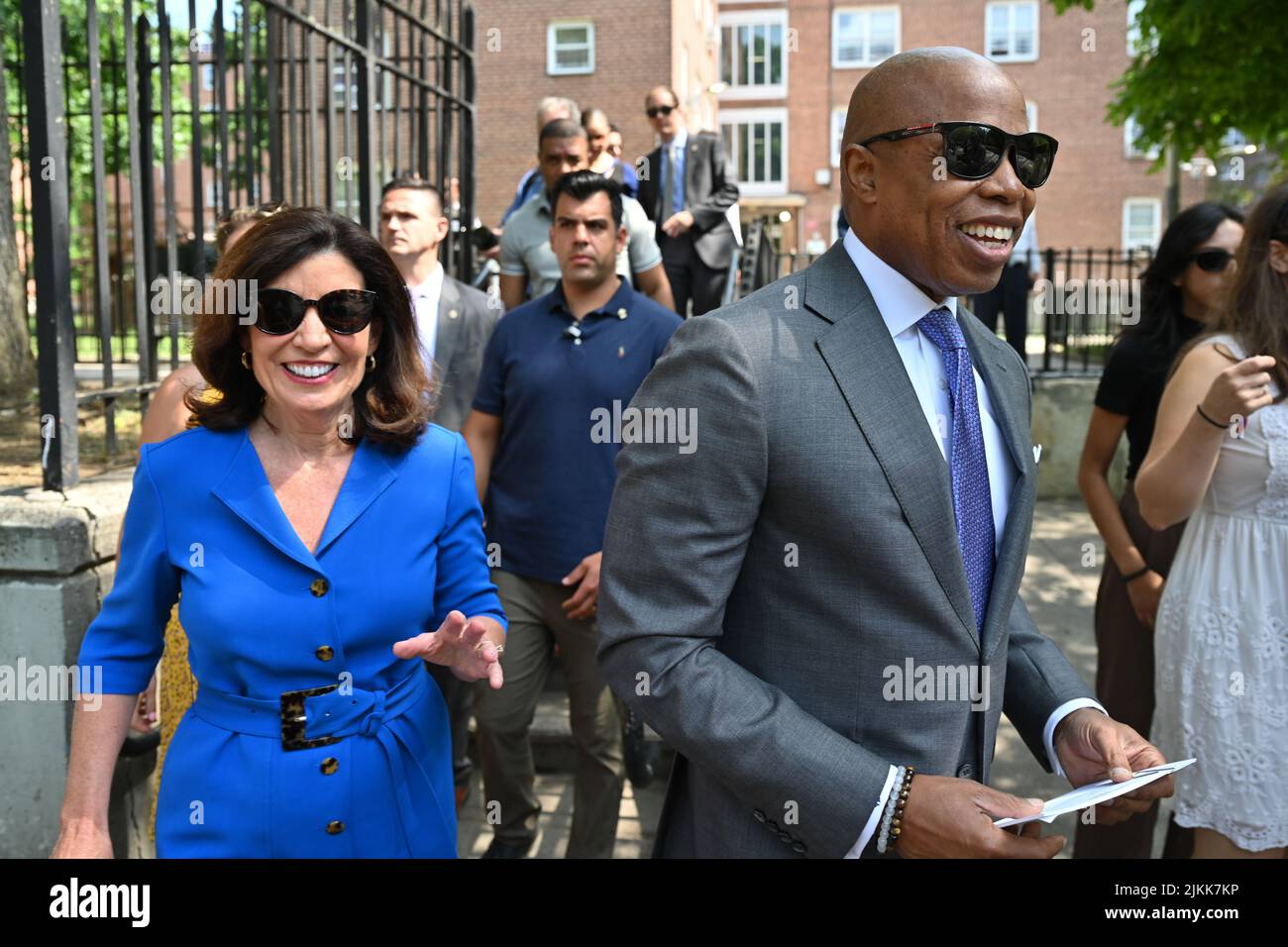 Governor Kathy Hochul and Mayor Eric Adams make a housing and clean ...