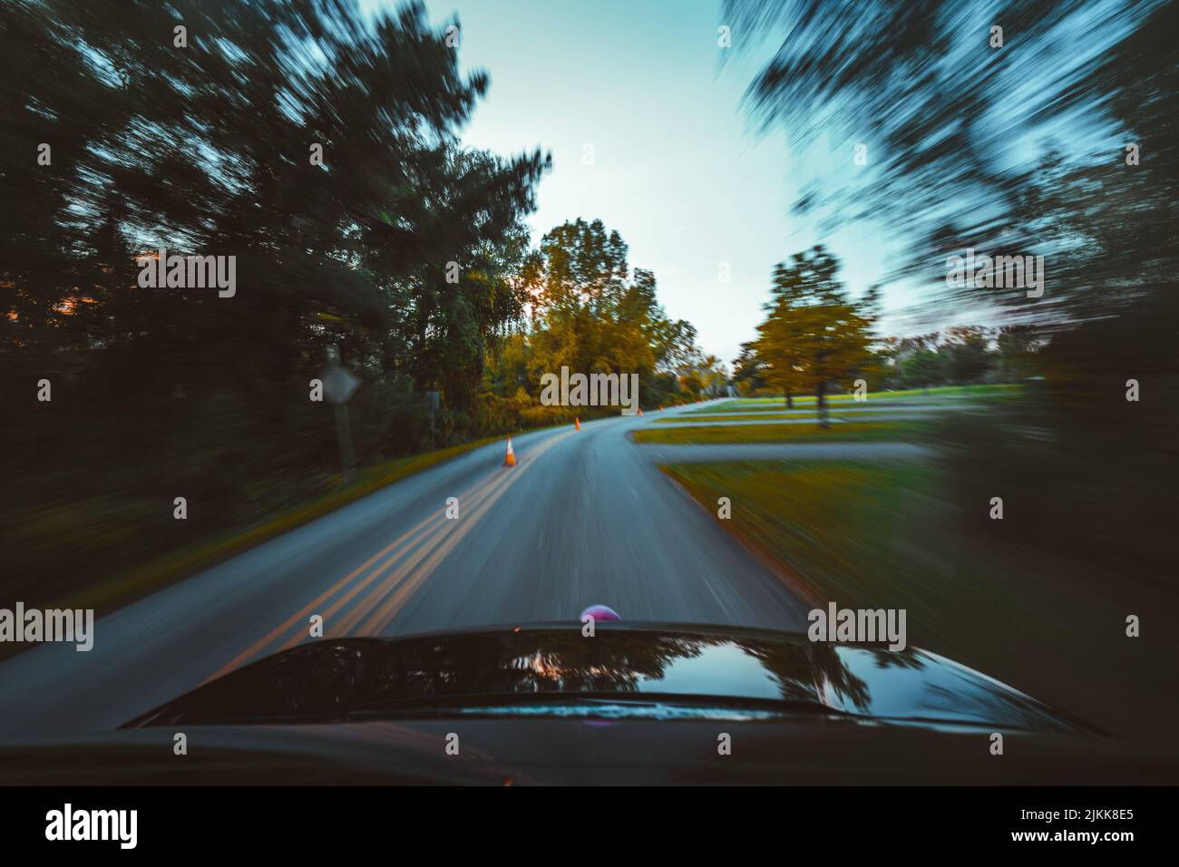 Car front view road hi-res stock photography and images - Alamy