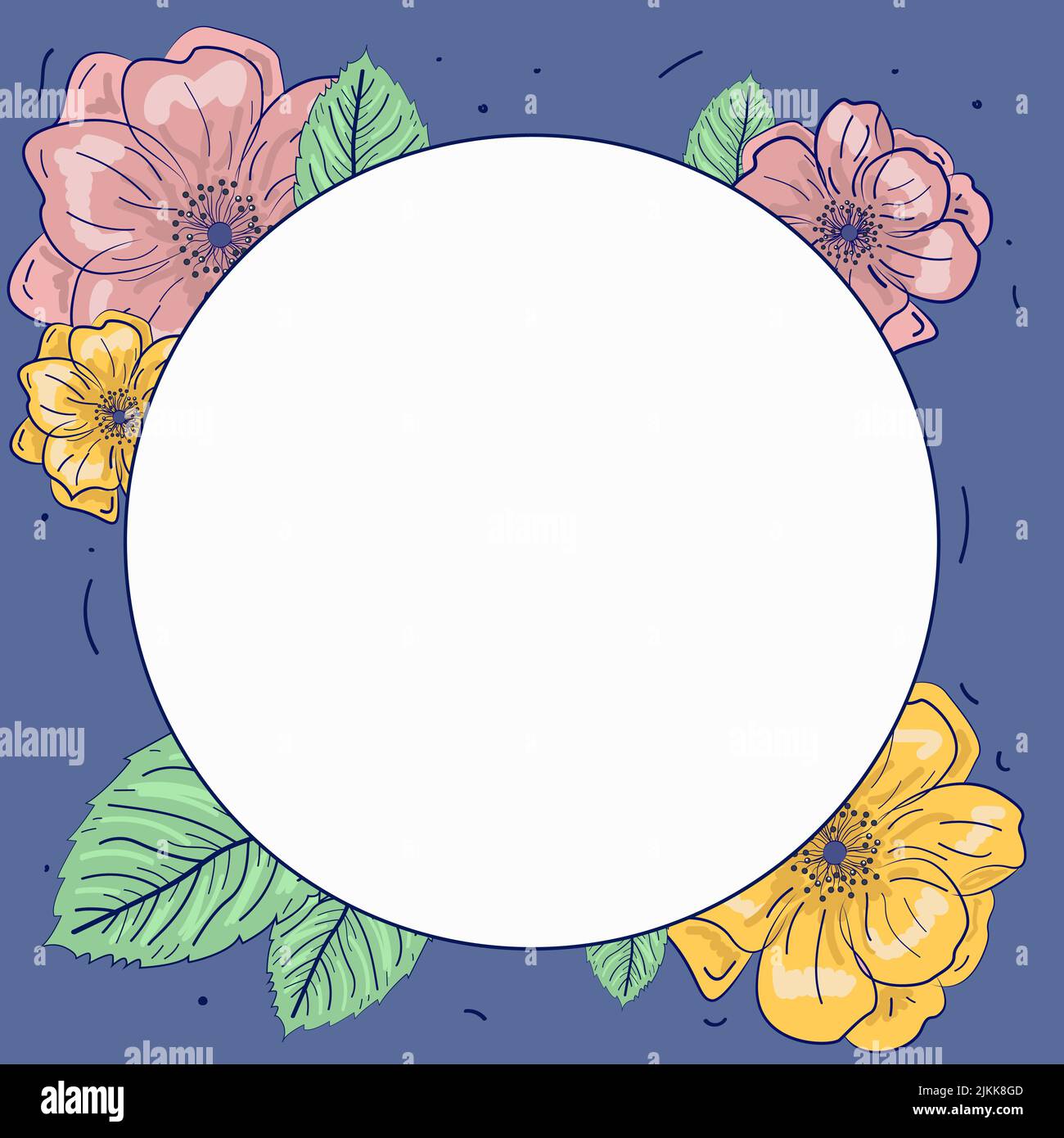 Frame With Leaves And Flowers Around And Important Announcements Inside ...