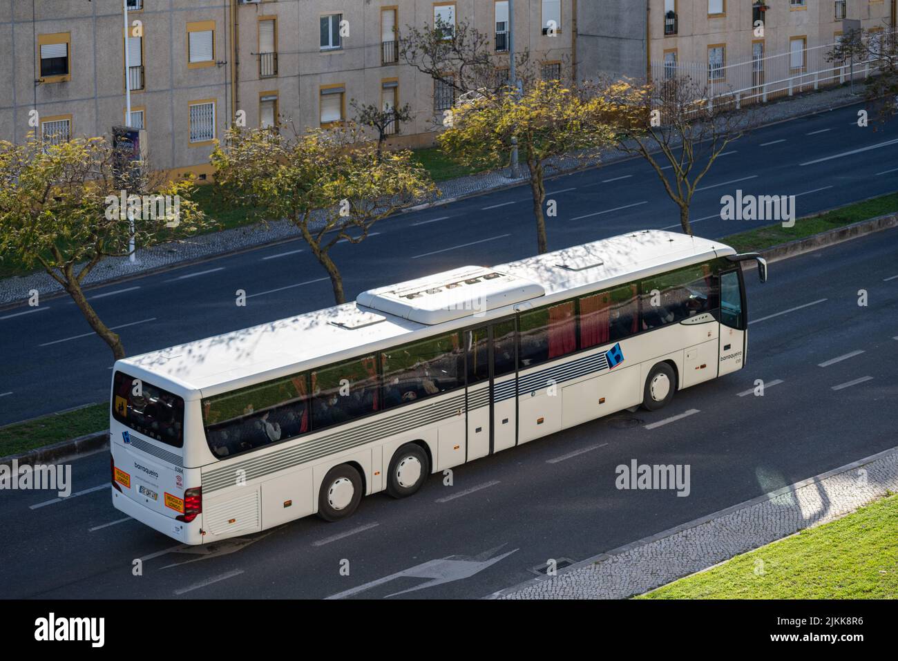 A photo of the bus of the Barraqueiro Transportes company in Lisbon ...