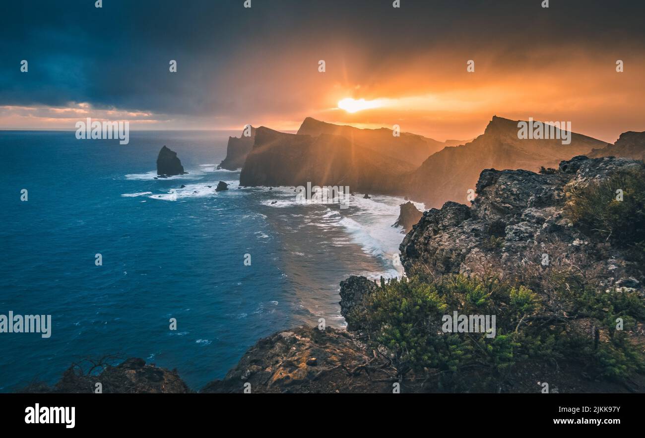 A beautiful view of Portuguese island with sunlight Stock Photo - Alamy