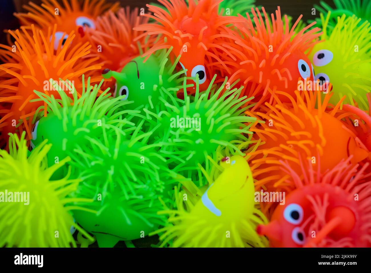 A closeup of colorful yoyo puffer balls Stock Photo - Alamy