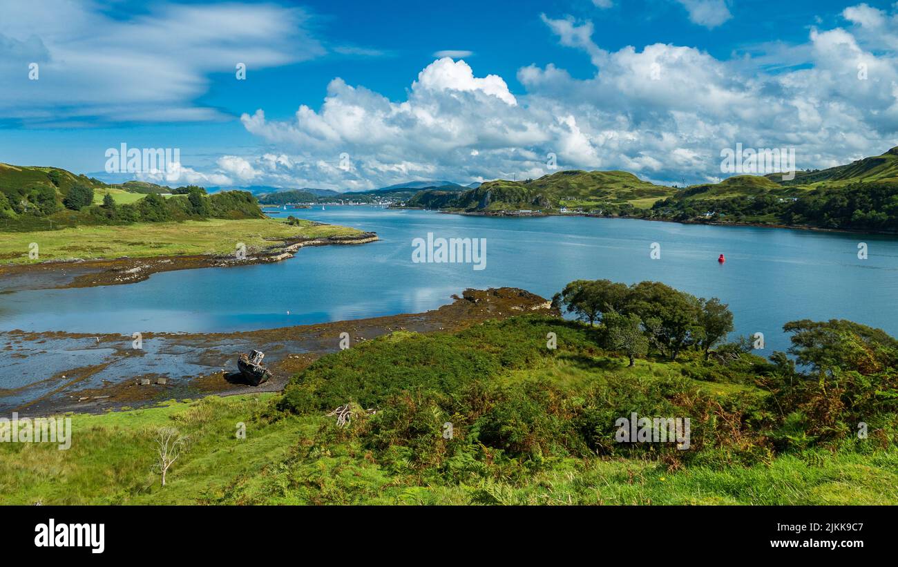 An aerial view of a natural landscape in Scotland, United Kingdom Stock ...