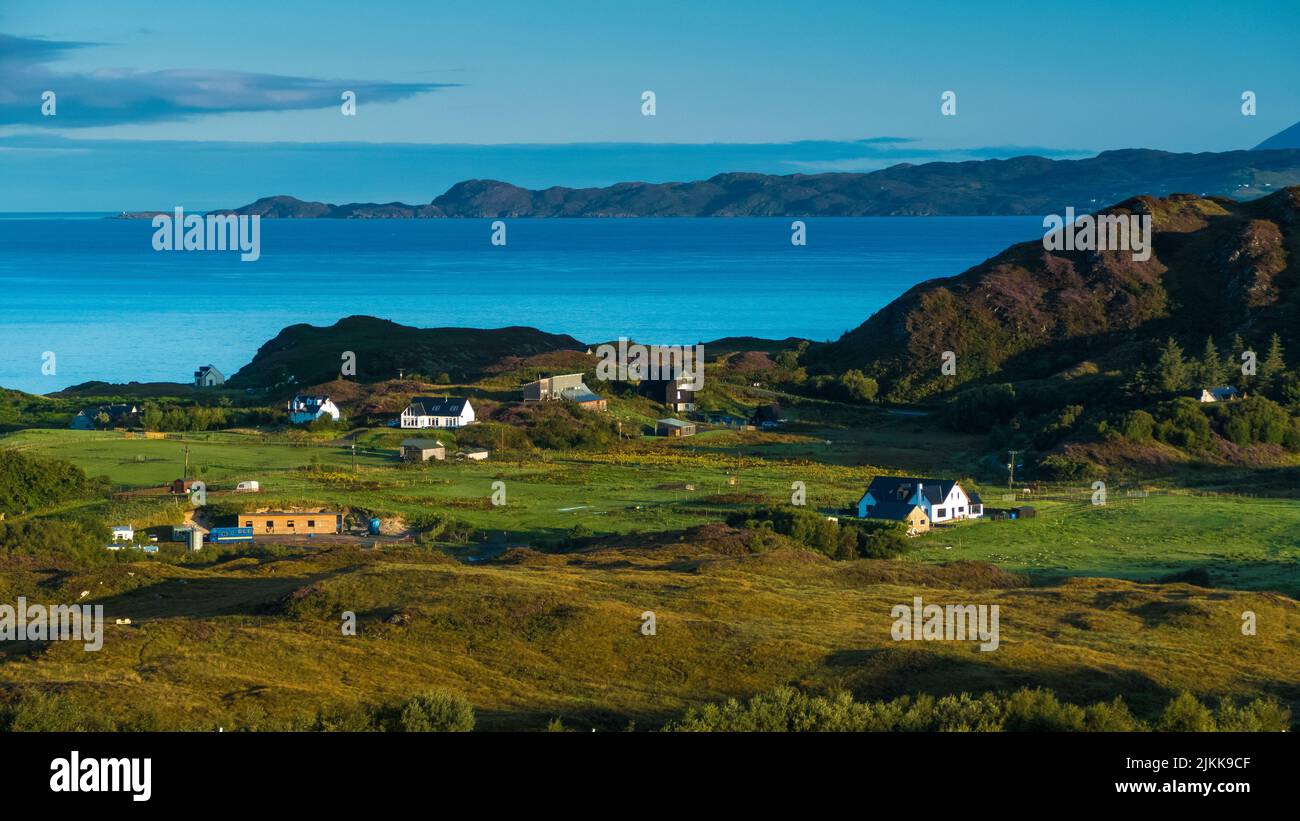 An aerial view of a natural landscape in Scotland, United Kingdom Stock ...