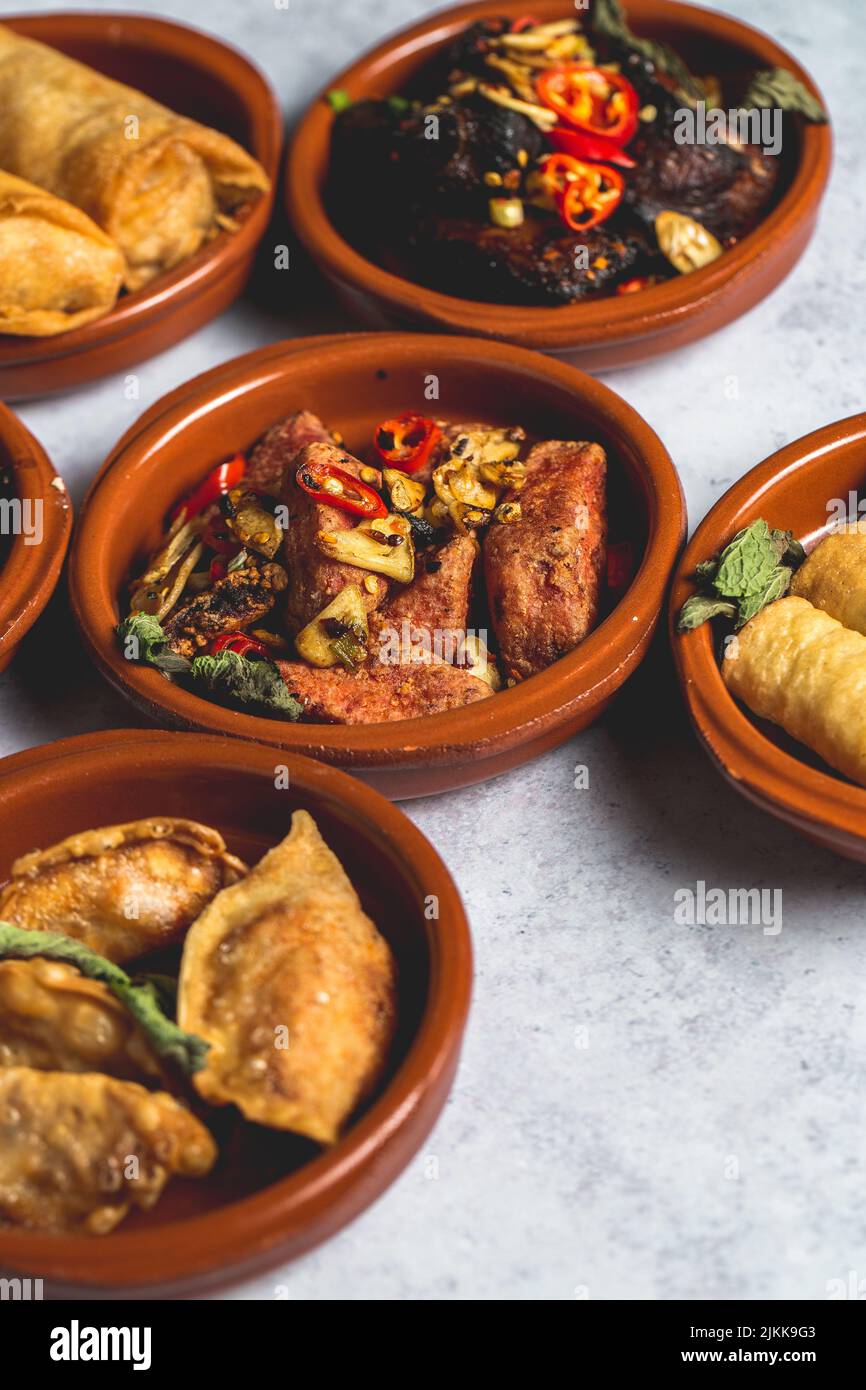 A vertical shot of delicious traditional foods Stock Photo - Alamy
