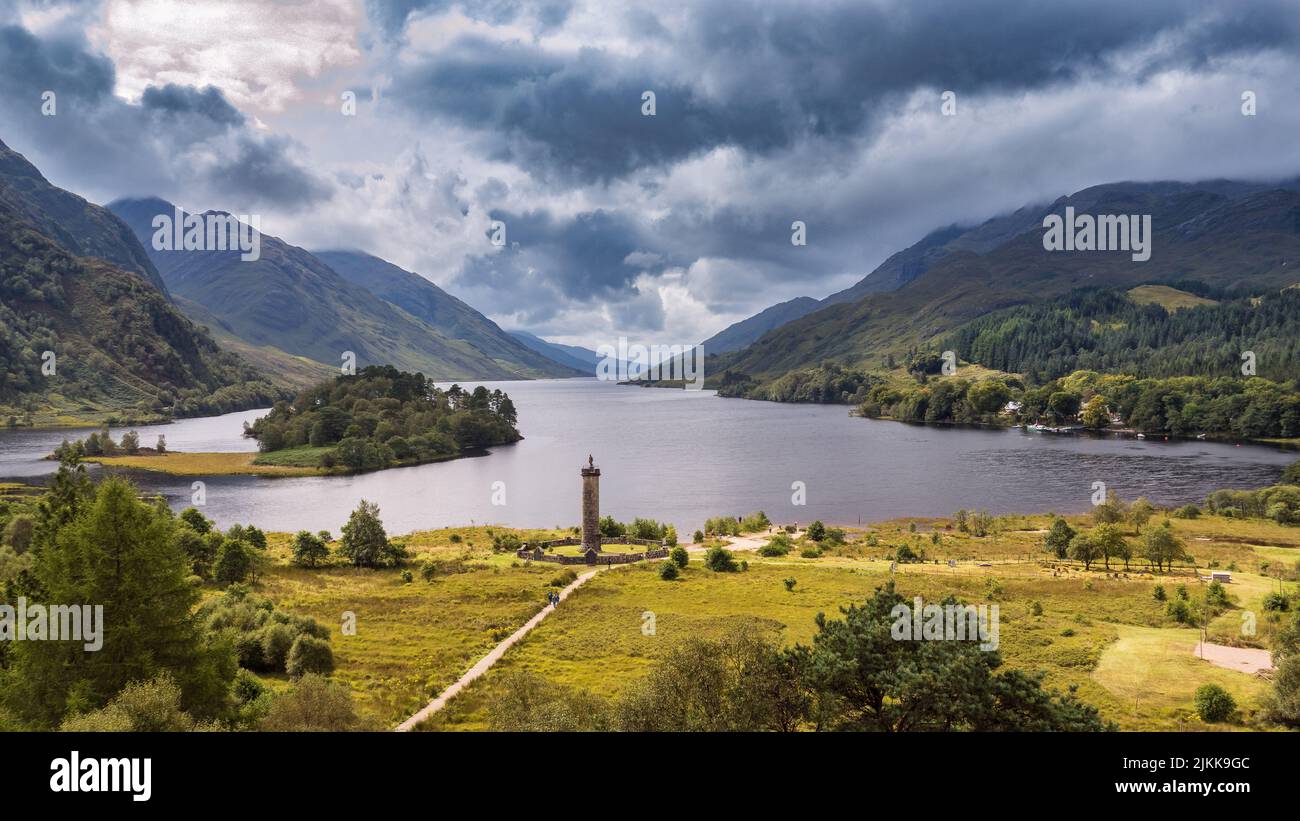 An aerial view of a natural landscape in Scotland, United Kingdom Stock ...