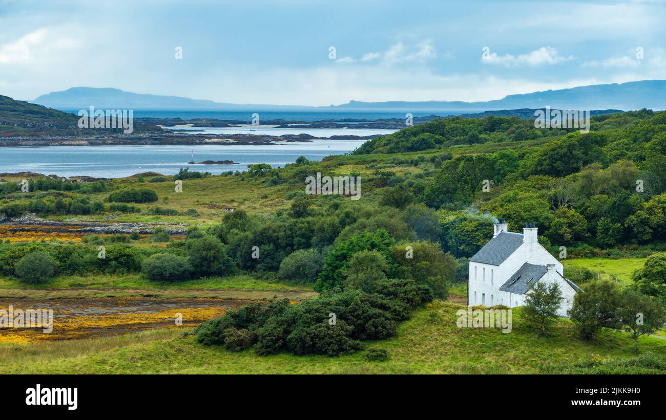 An aerial view of a natural landscape in Scotland, United Kingdom Stock ...