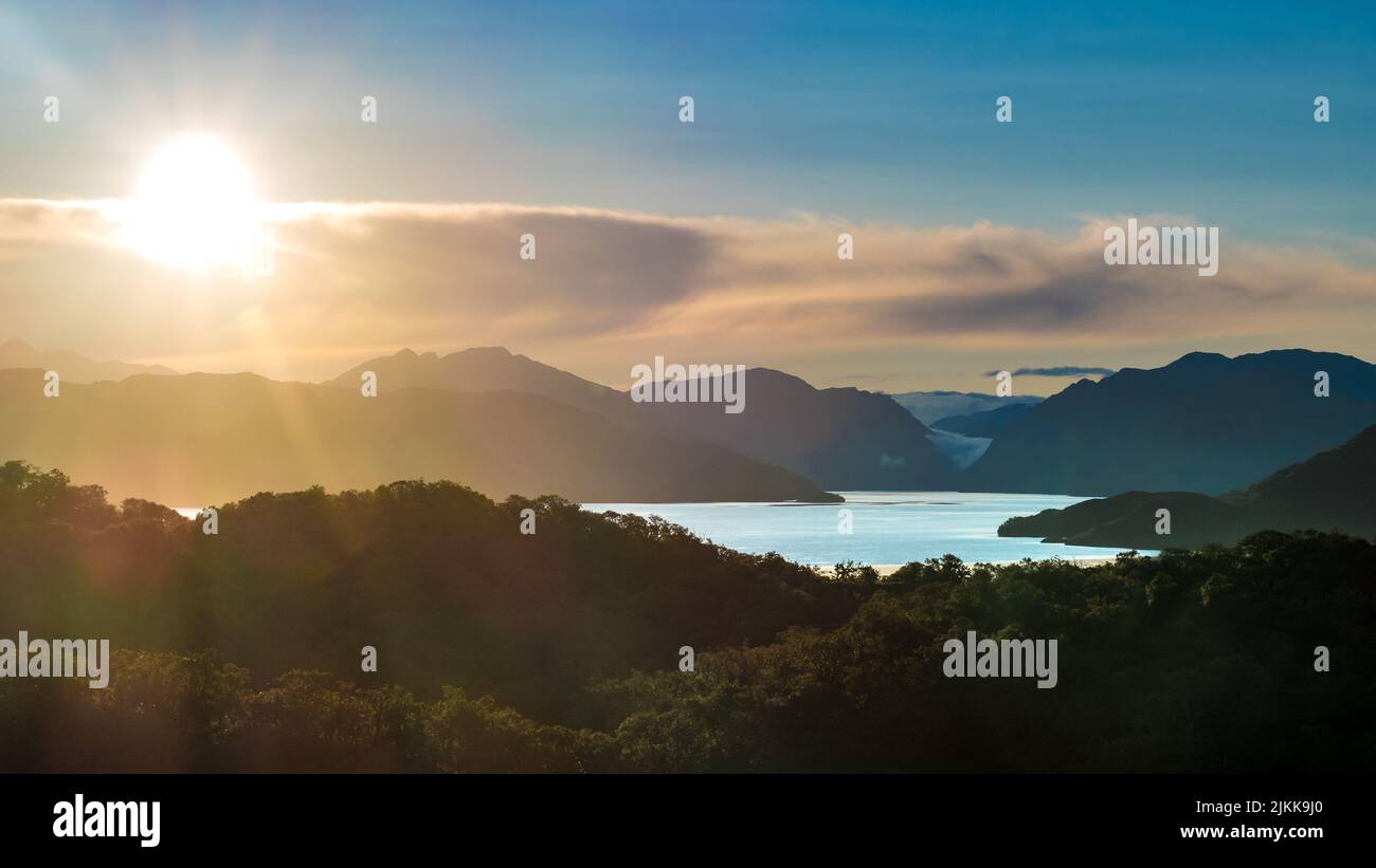 An aerial view of a natural landscape in Scotland, United Kingdom Stock ...