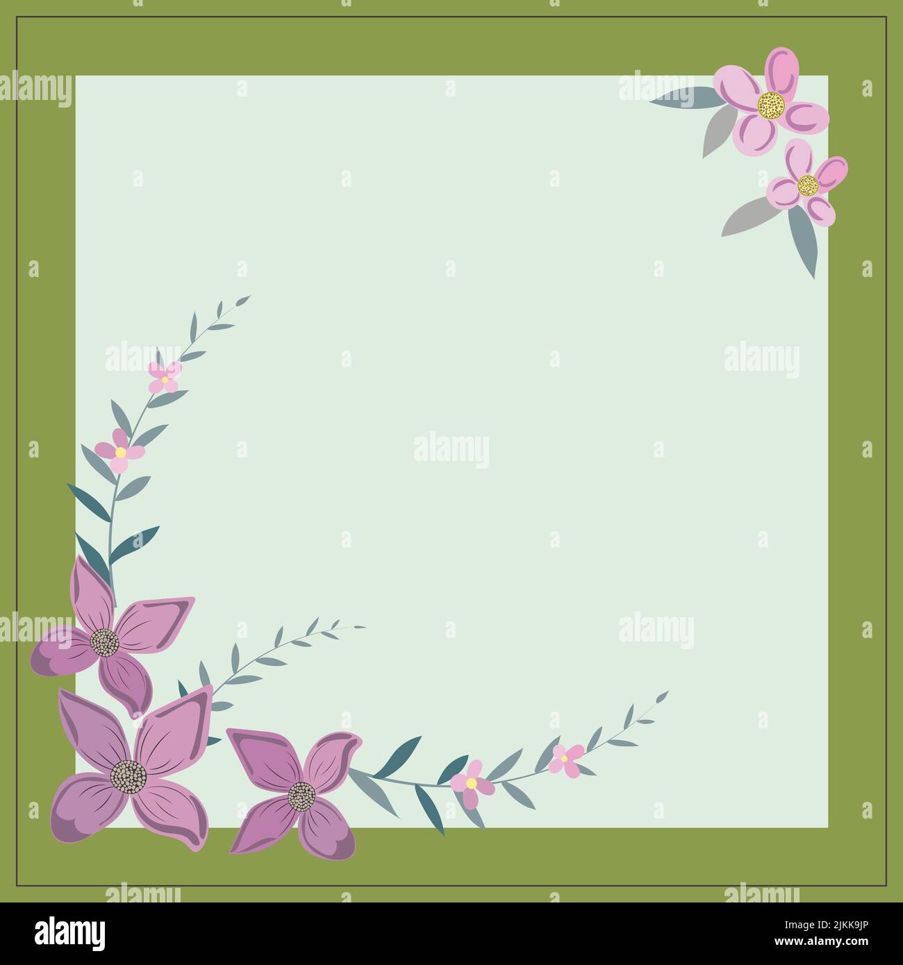 Frame With Leaves And Flowers Around And Important Announcements Inside ...
