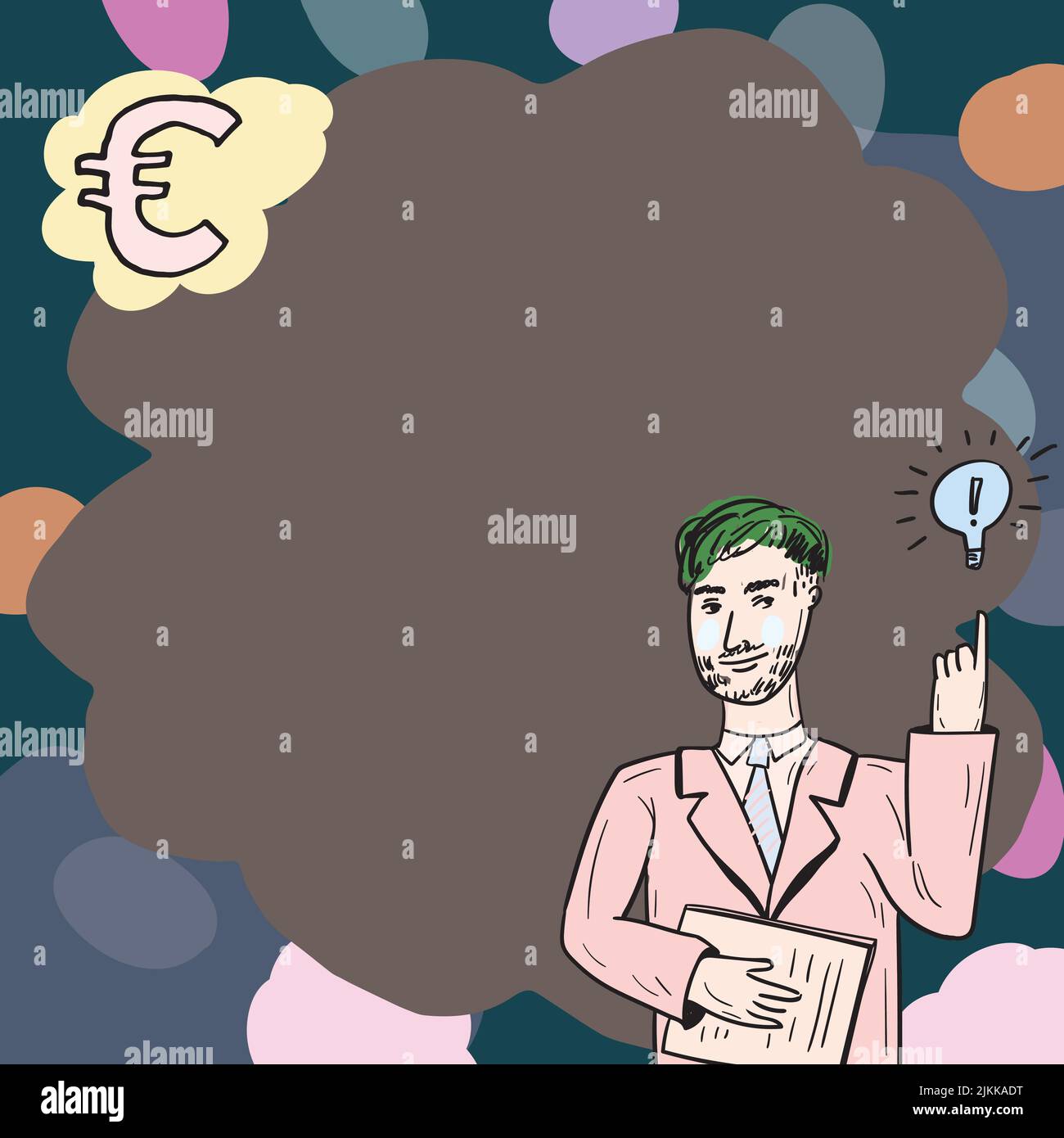 Businessman Thinking Important Informations With Euro Sign And ...