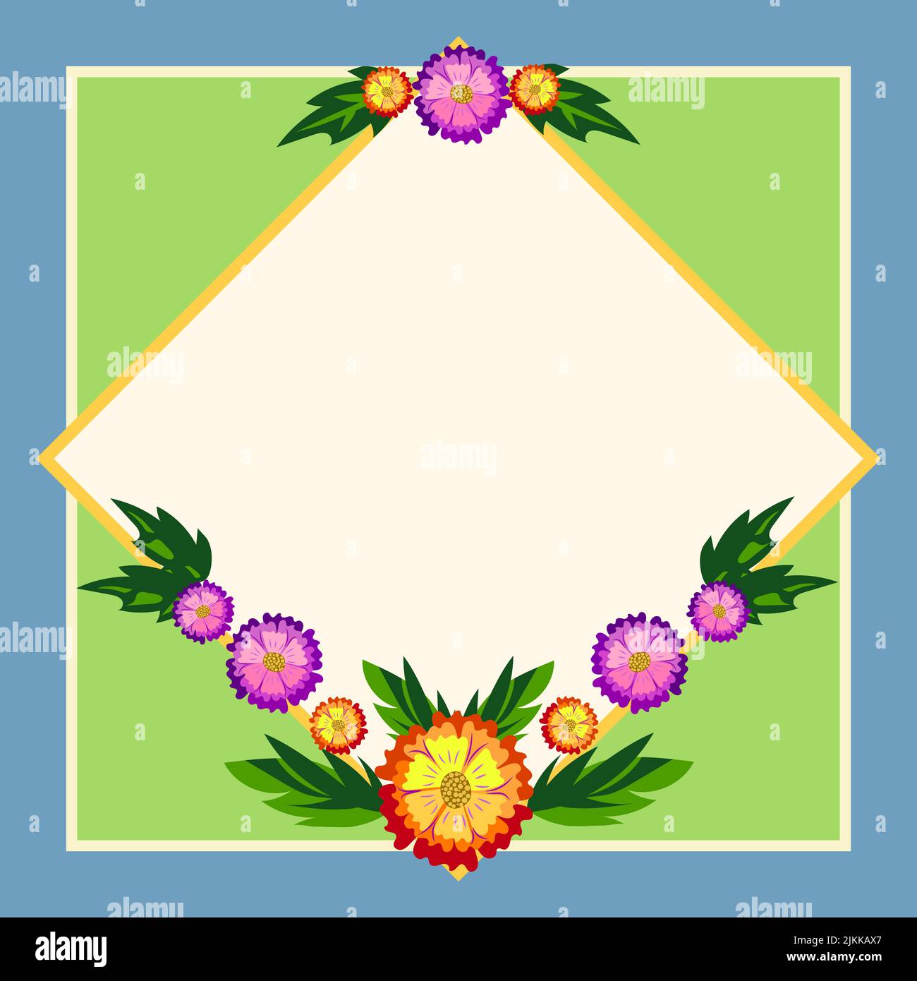Frame With Leaves And Flowers Around And Important Announcements Inside ...