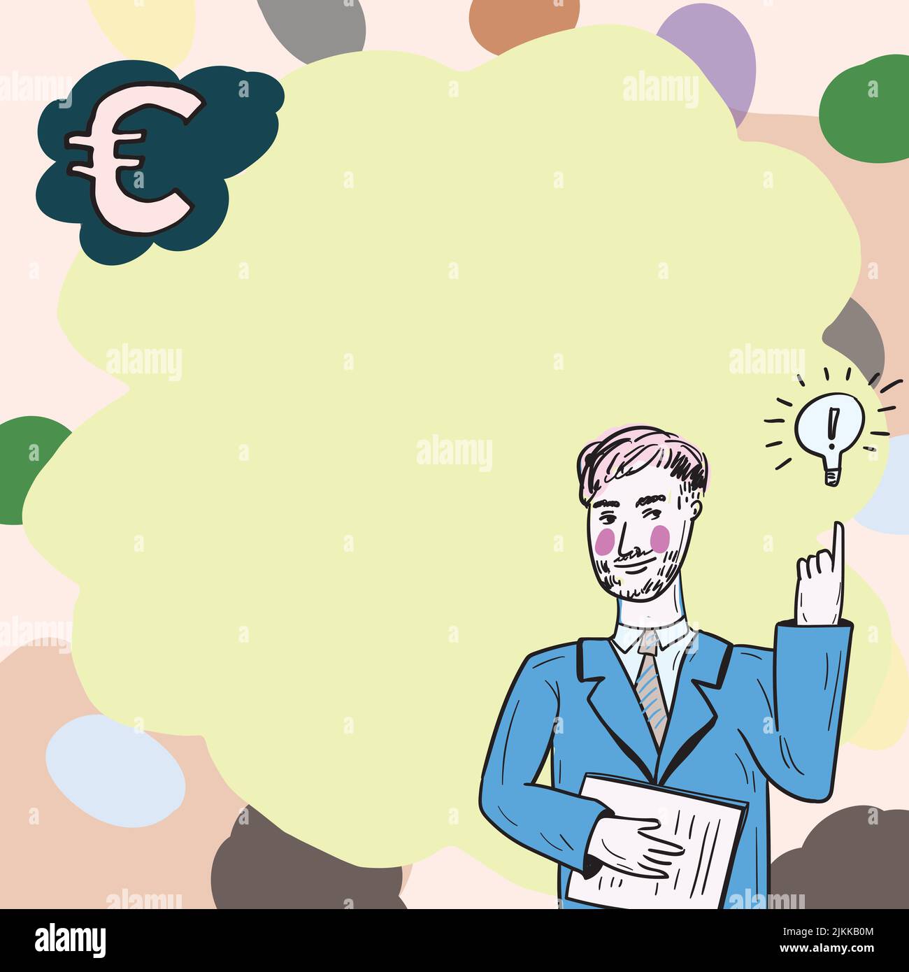 Businessman Thinking Important Informations With Euro Sign And ...