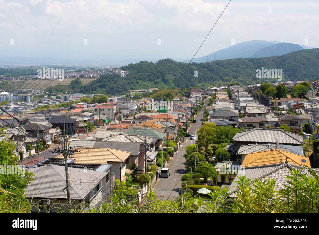 View of suburban neighbourhood in Nara, Japan from hillside Stock Photo ...