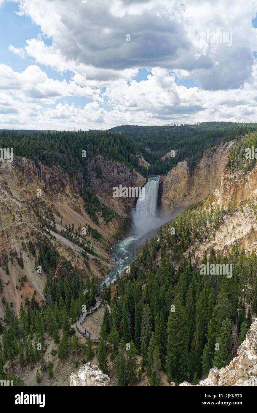 The Yellowstone National park and the river falling Stock Photo - Alamy