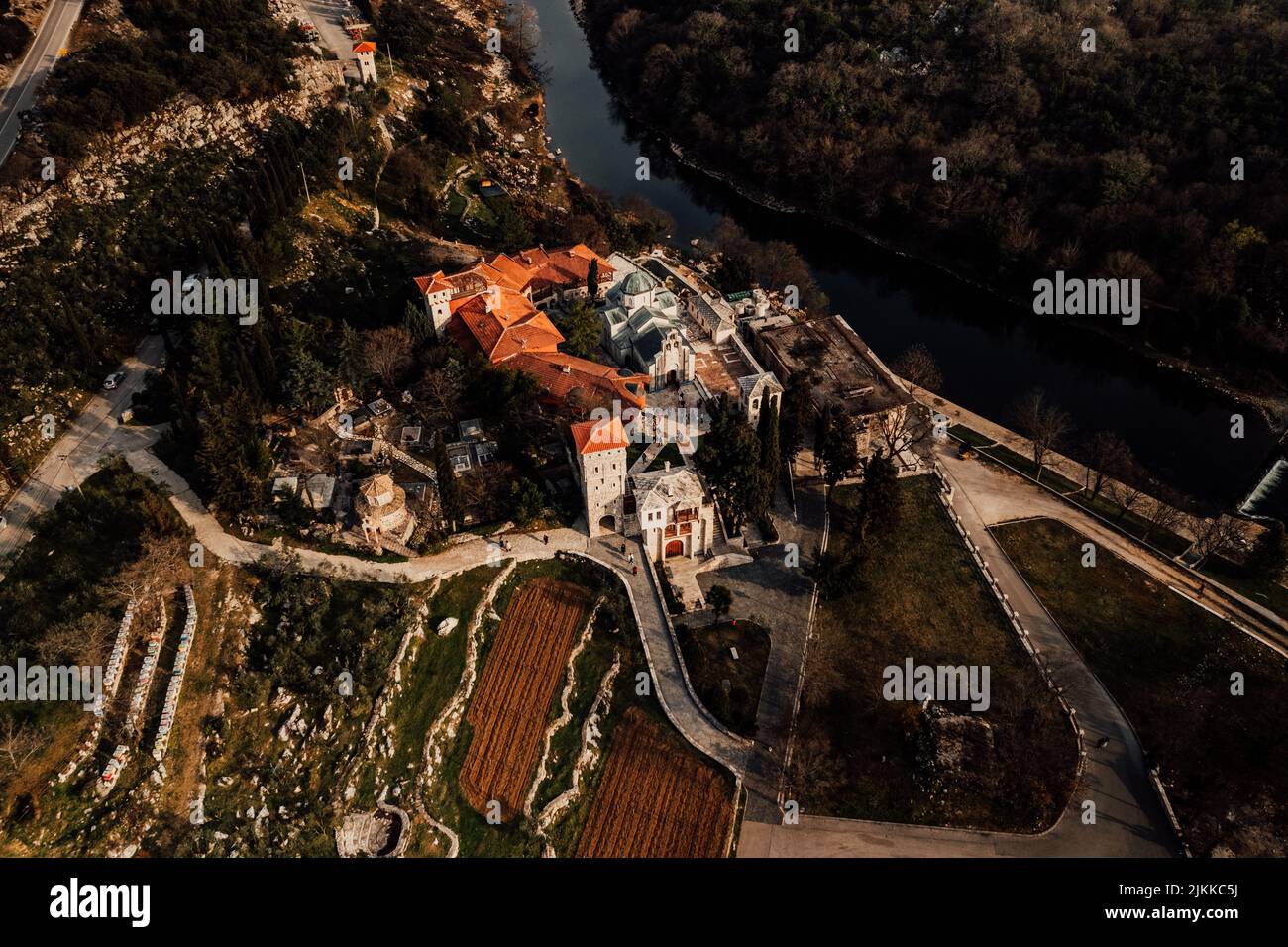The top view of Tvrdos Monastery in Trebinje Bosnia and Herzegovina ...