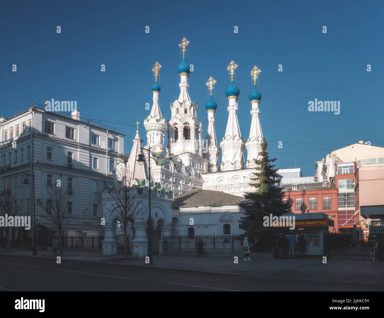 A beautiful shot of the white Church of the Nativity of the Blessed ...