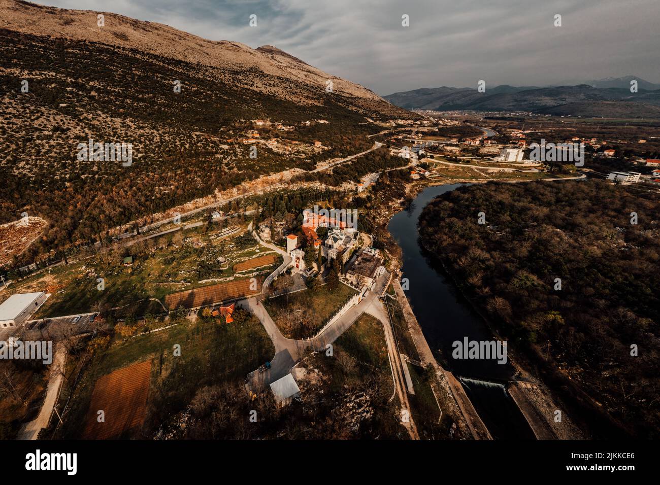 The top view of Tvrdos Monastery in Trebinje Bosnia and Herzegovina ...