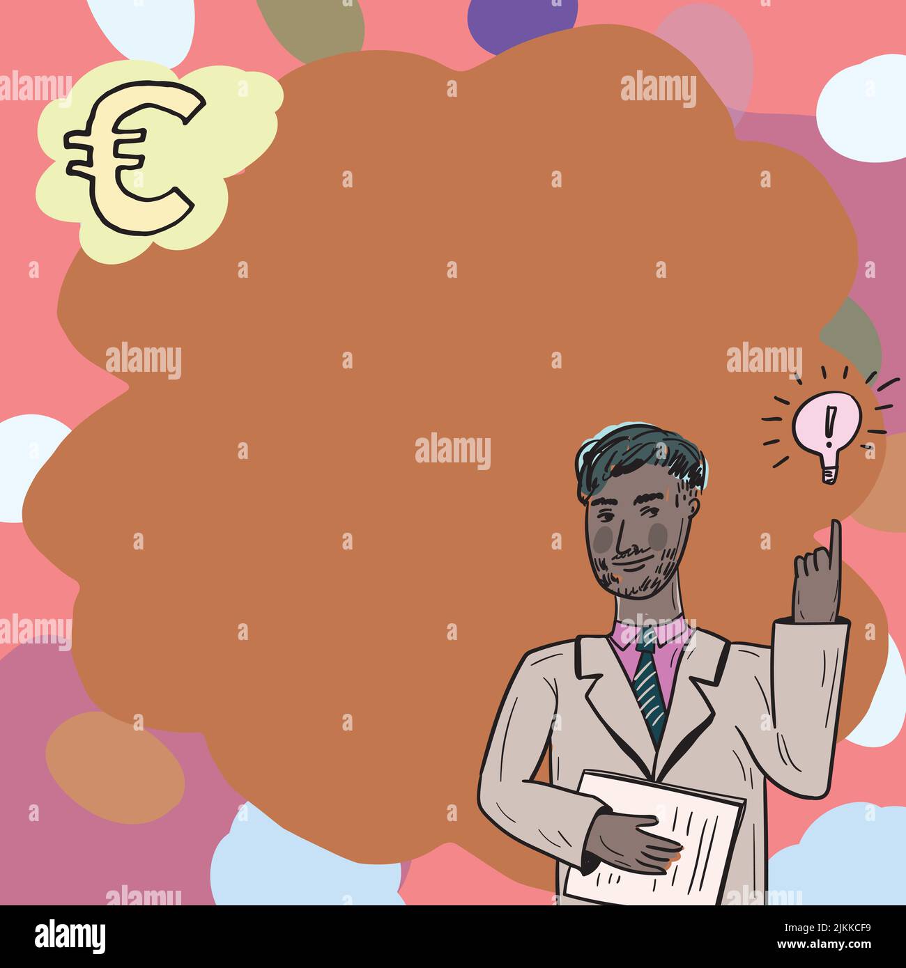 Businessman Thinking Important Informations With Euro Sign And ...