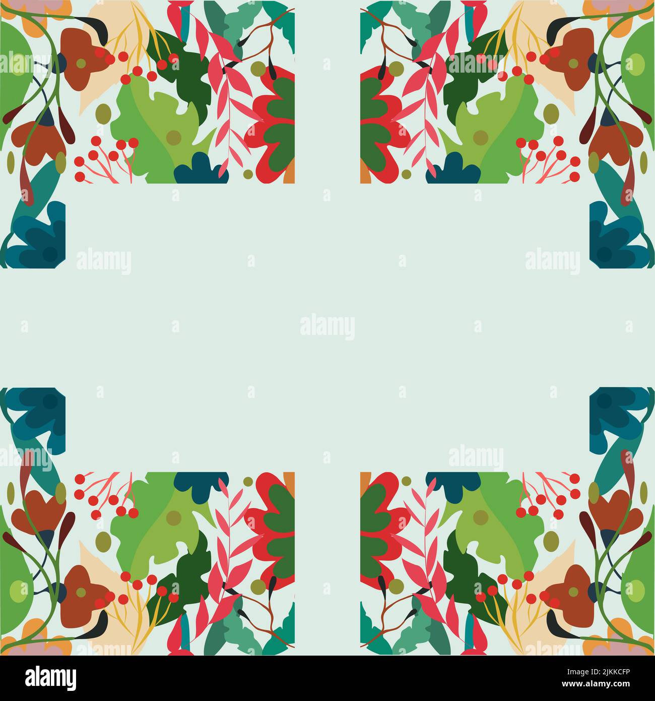 Frame With Leaves And Flowers Around And Important Announcements Inside ...