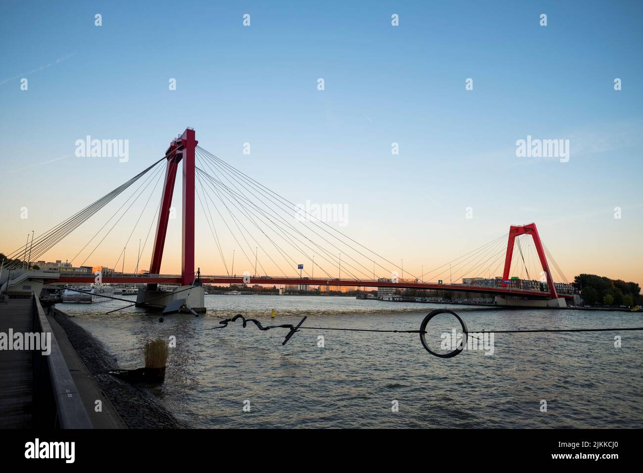 A scenic view of the Willemsbrug bridge in Rotterdam, the Netherlands ...