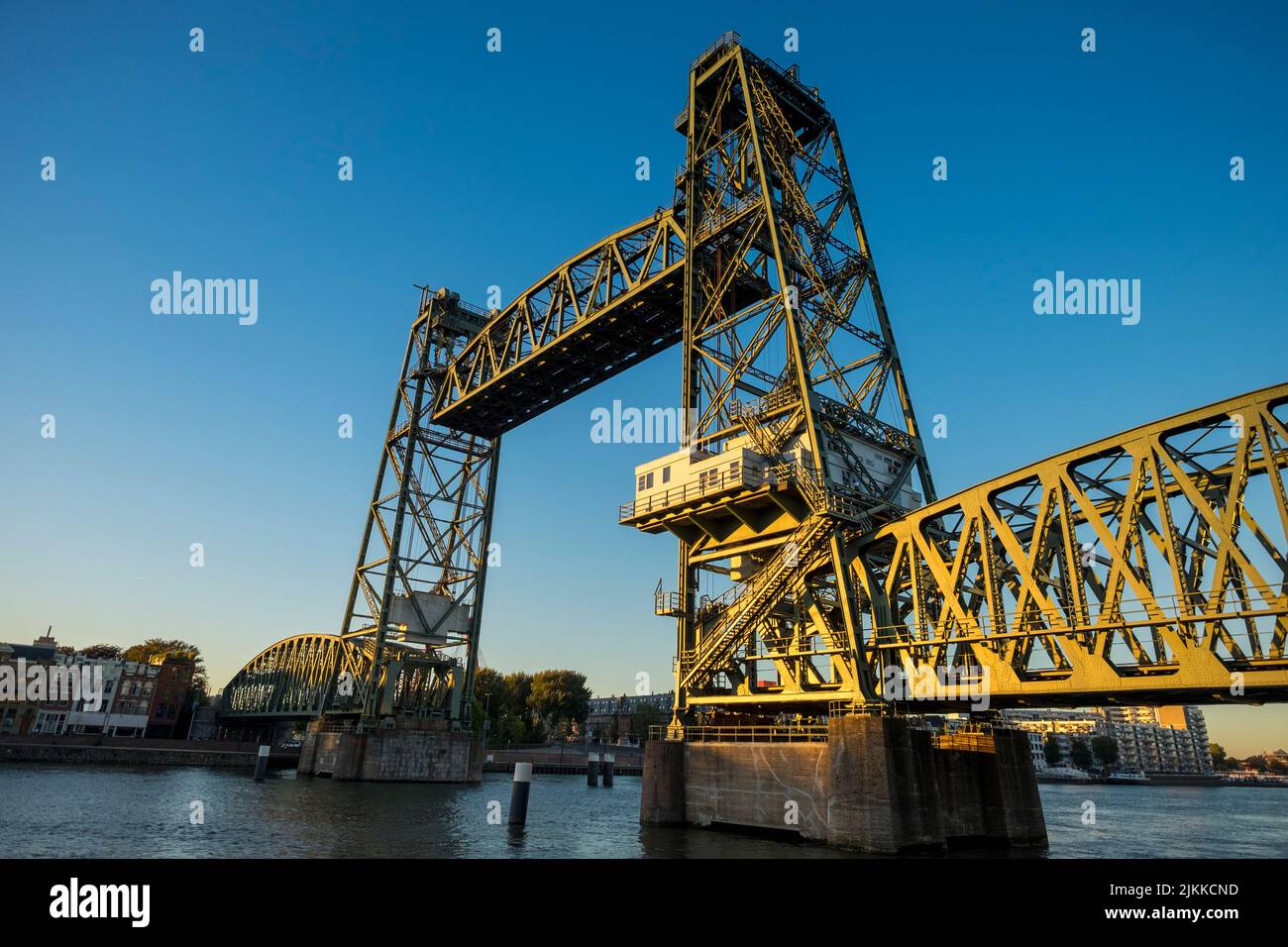 A scenic view of the De Hef vertical-lift bridge on the Koningshaven ...