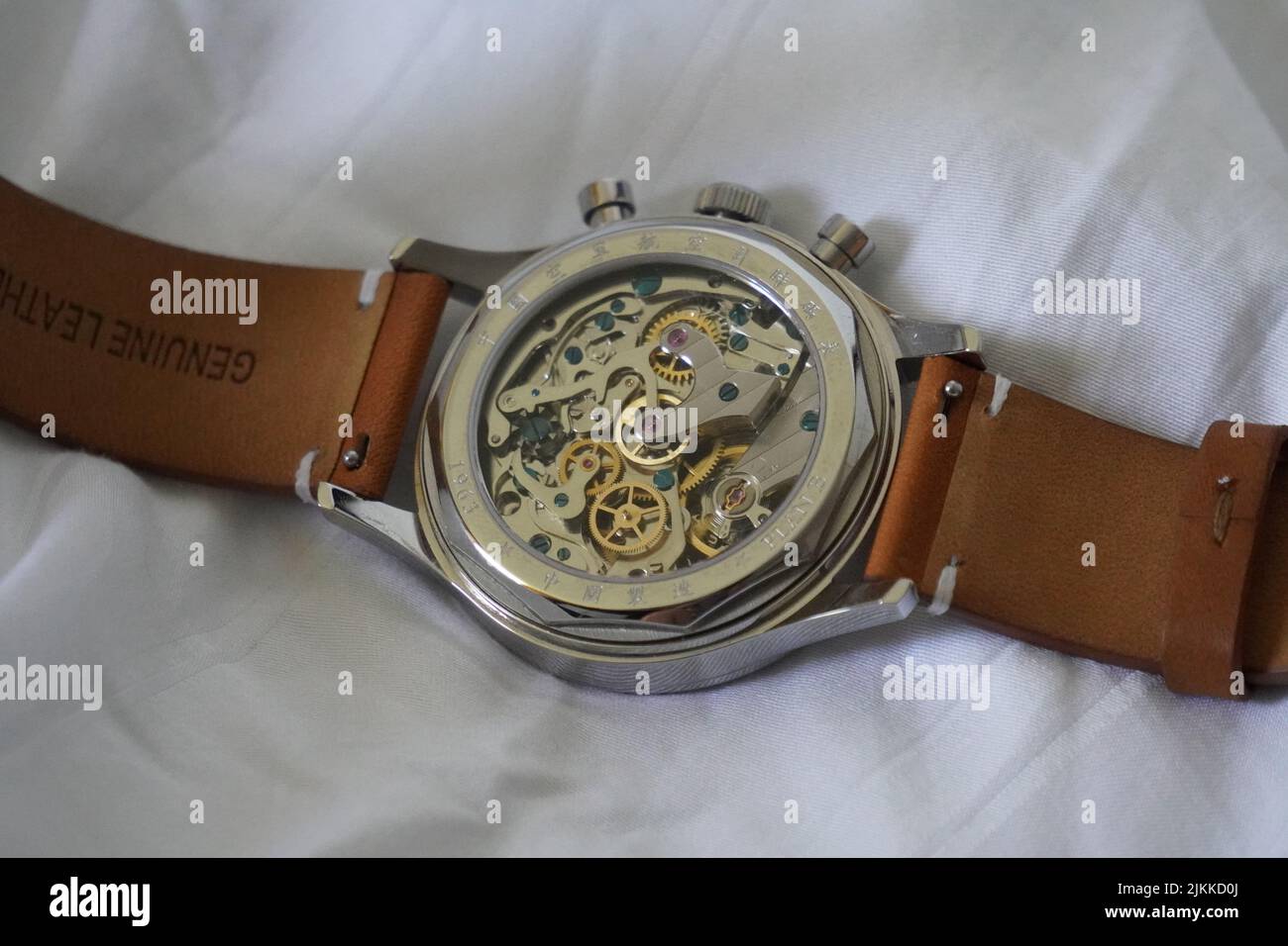 a close up shot Vintage Big Eye watch on a white surface Stock Photo ...