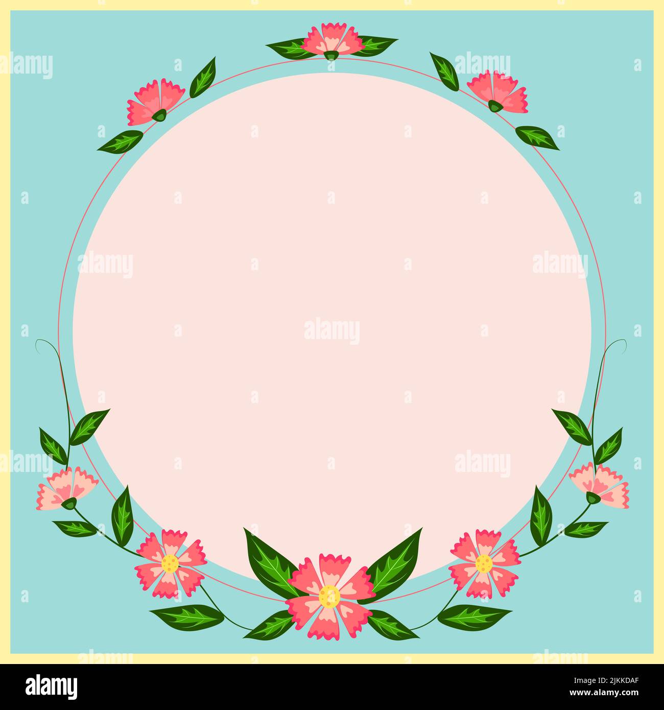 Frame With Leaves And Flowers Around And Important Announcements Inside ...