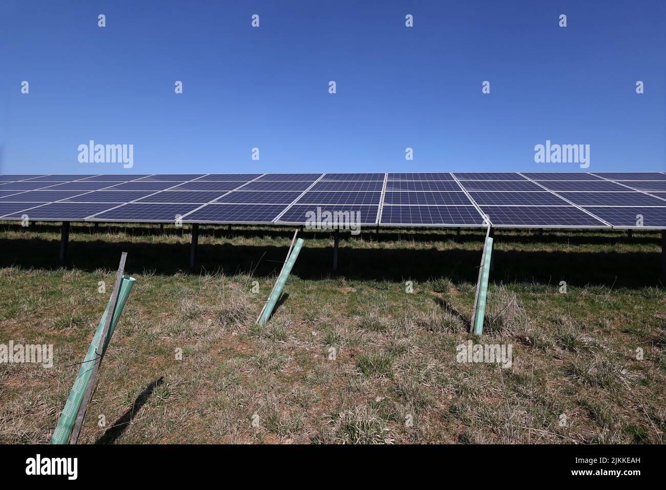 Alternative energy - Construction of a solar power plant Stock Photo ...