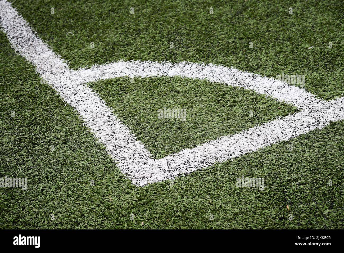 A closeup of a Football Field Corner Stock Photo - Alamy
