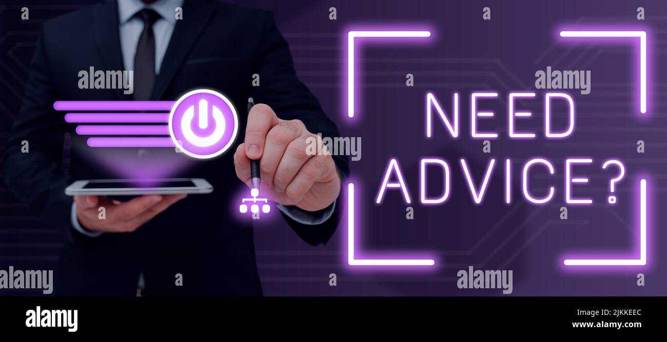 Hand writing sign Need Advice Question. Business concept Asking someone ...