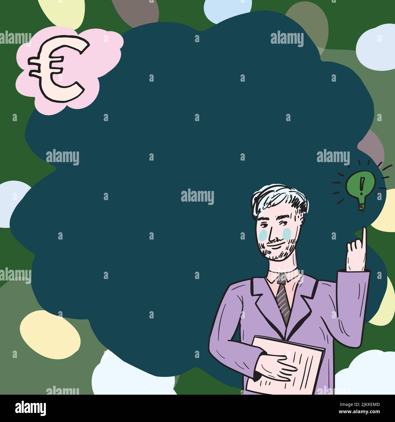 Businessman Thinking Important Informations With Euro Sign And ...