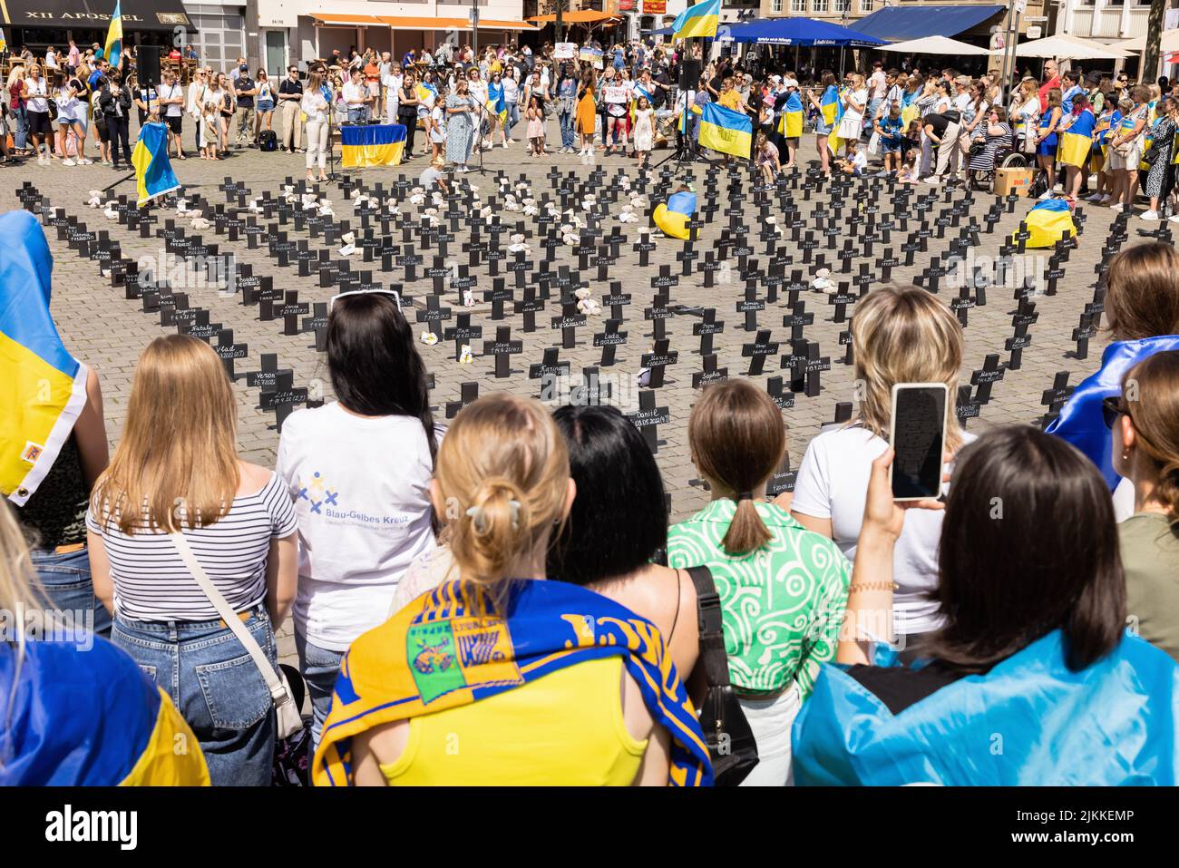 Cologne, Germany – July 30, 2022: Ukrainian protest against the Russian ...