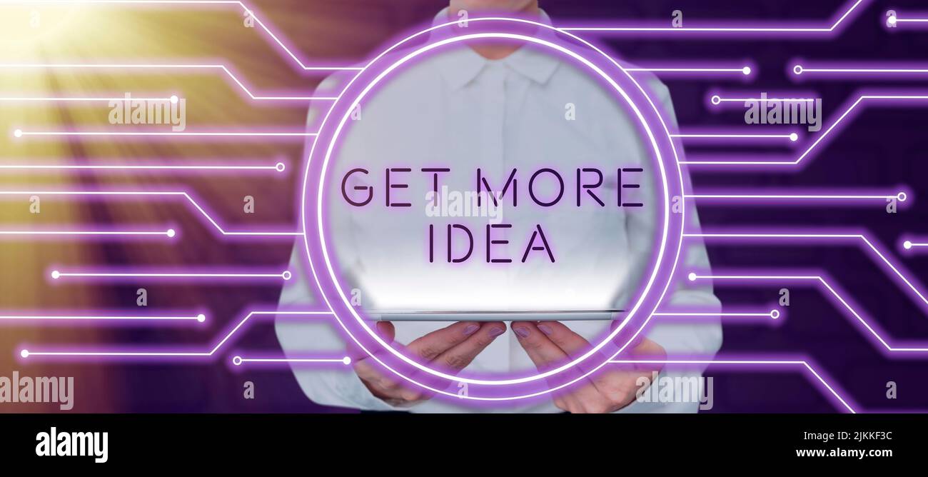 Writing displaying text Get More Idea. Business concept Random Input Mind Map Picture Mock up ...