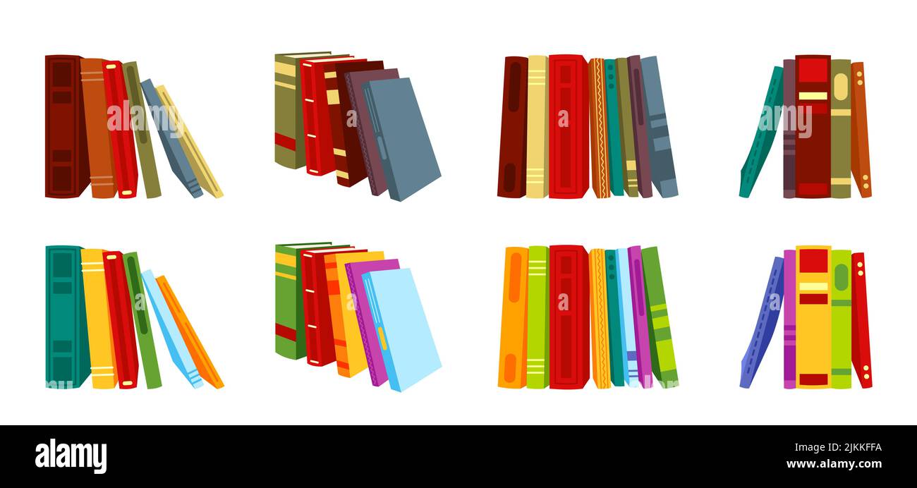 Book pile stack heap vintage modern style flat set. Collection element ...