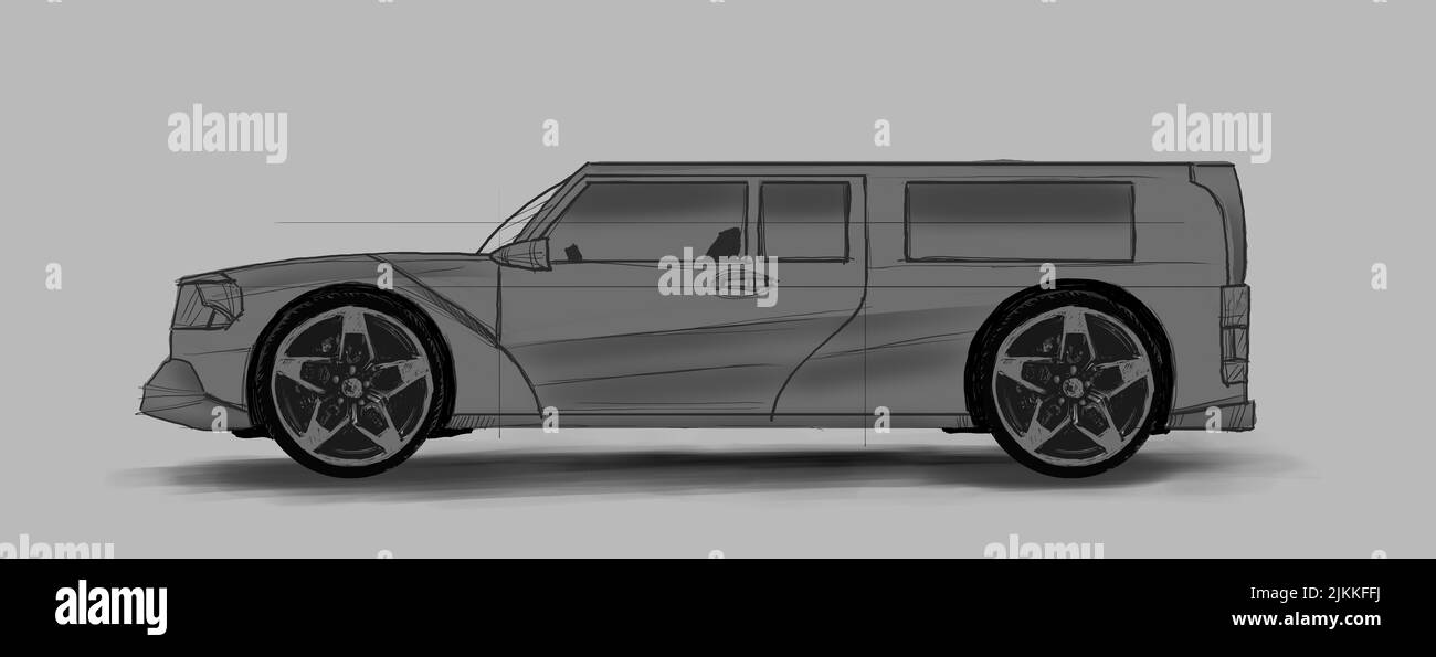 Concept car, sketch - digital painting Stock Photo - Alamy