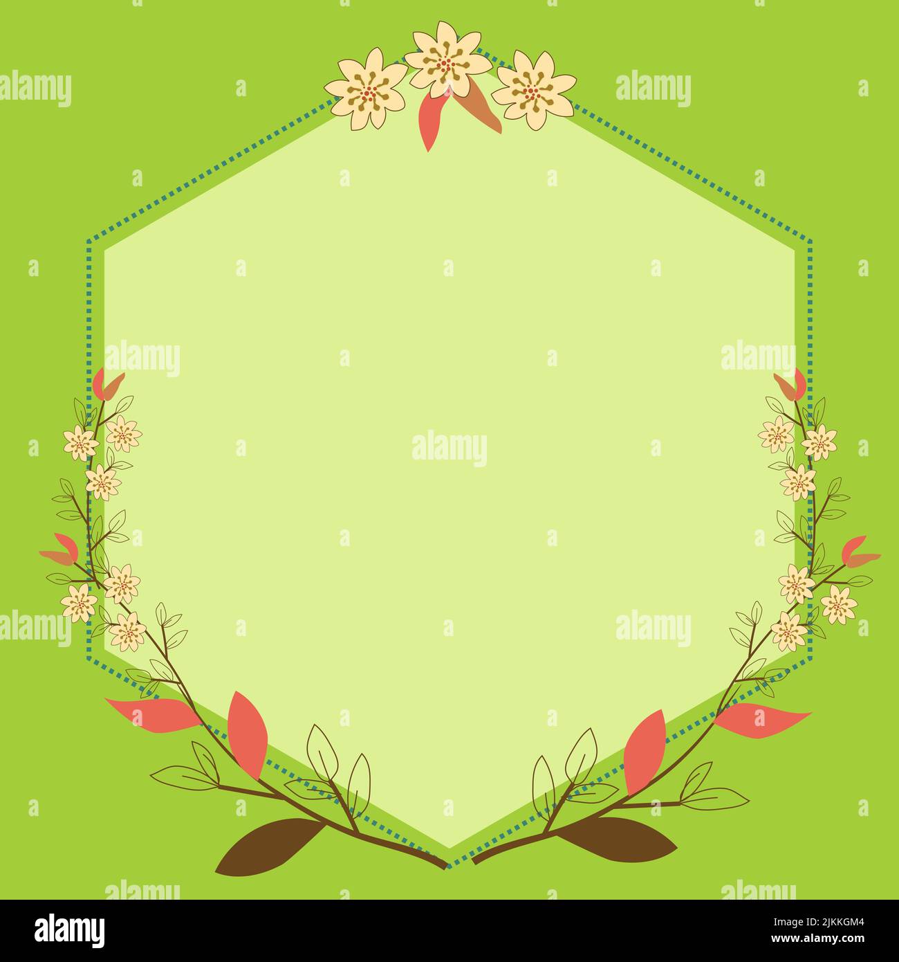 Frame With Leaves And Flowers Around And Important Announcements Inside ...