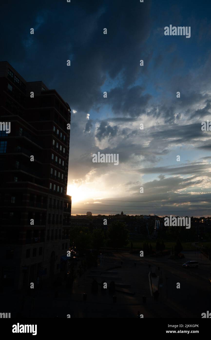 The downtown Denver buildings at sunset Stock Photo - Alamy