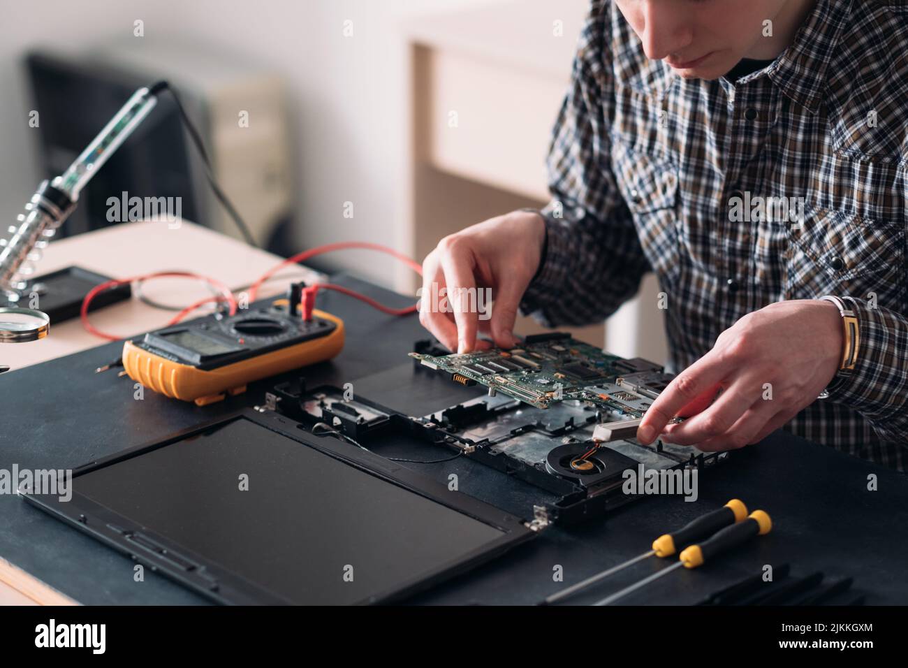 technology engineer education disassembled laptop Stock Photo - Alamy