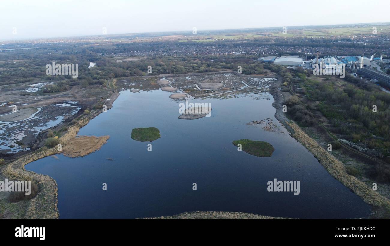 Aerial view of pond and fields hi-res stock photography and images - Alamy